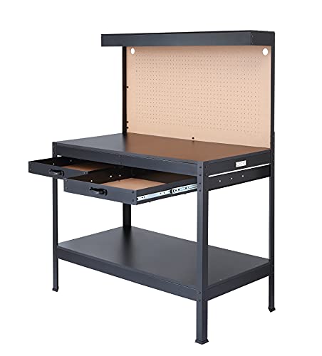 Olympia Tools Multipurpose Workbench With Power Outlets and Light, 410-014-0111 , Black