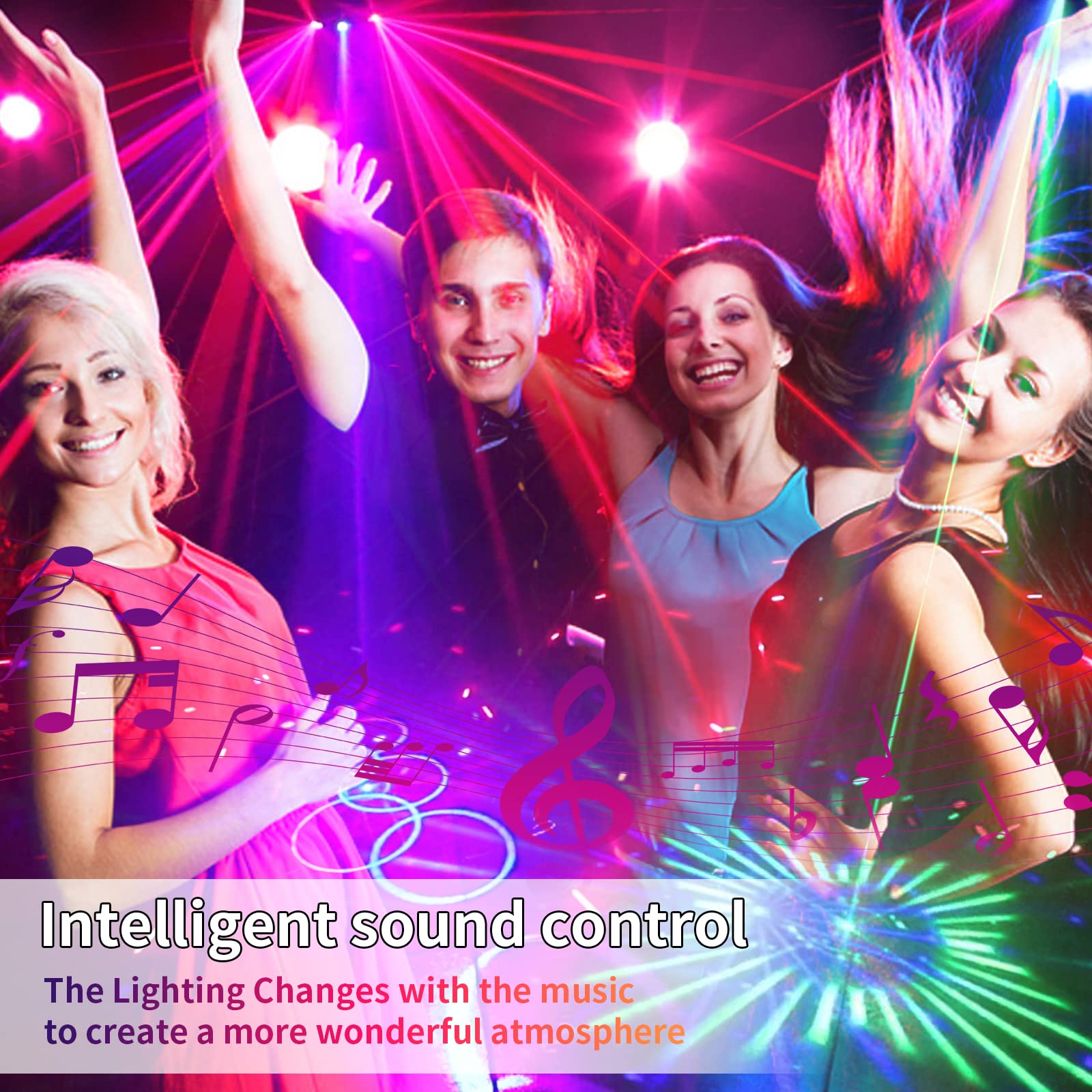 Proffessional Dj Laser Lights,15 Lens RGBUV Party Lights Dj Disco Light by DMX512 Control,Sound Activated LED Pattern Strobe Stage Lights Indoor for Parties Live Show Xmas Club Dancing