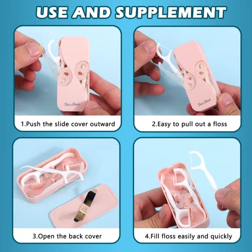 XANGNIER Portable Floss Dispenser,4 Pack Dental Floss Picks Dispenser,Dental Floss Portable Case,Automatic Floss Organizer for Women Men Teeth Cleaning