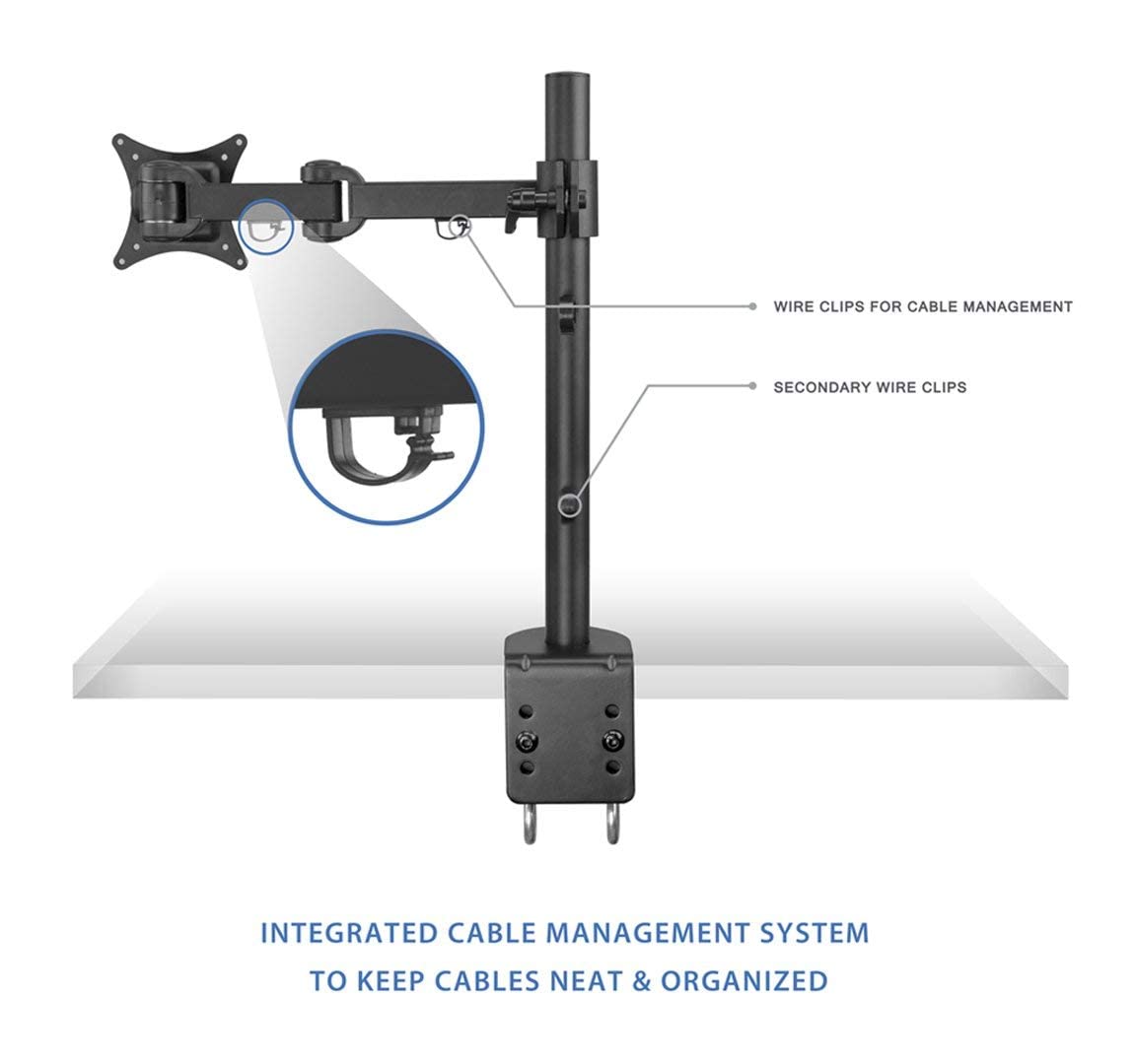 Mount-It! Mobile Standing Desk, Height Adjustable Computer Work Station Bundled with Single Monitor Arm Mount | Heavy Duty Stable Full Motion Height Adjustable | Fits 19-32 Inch Screen
