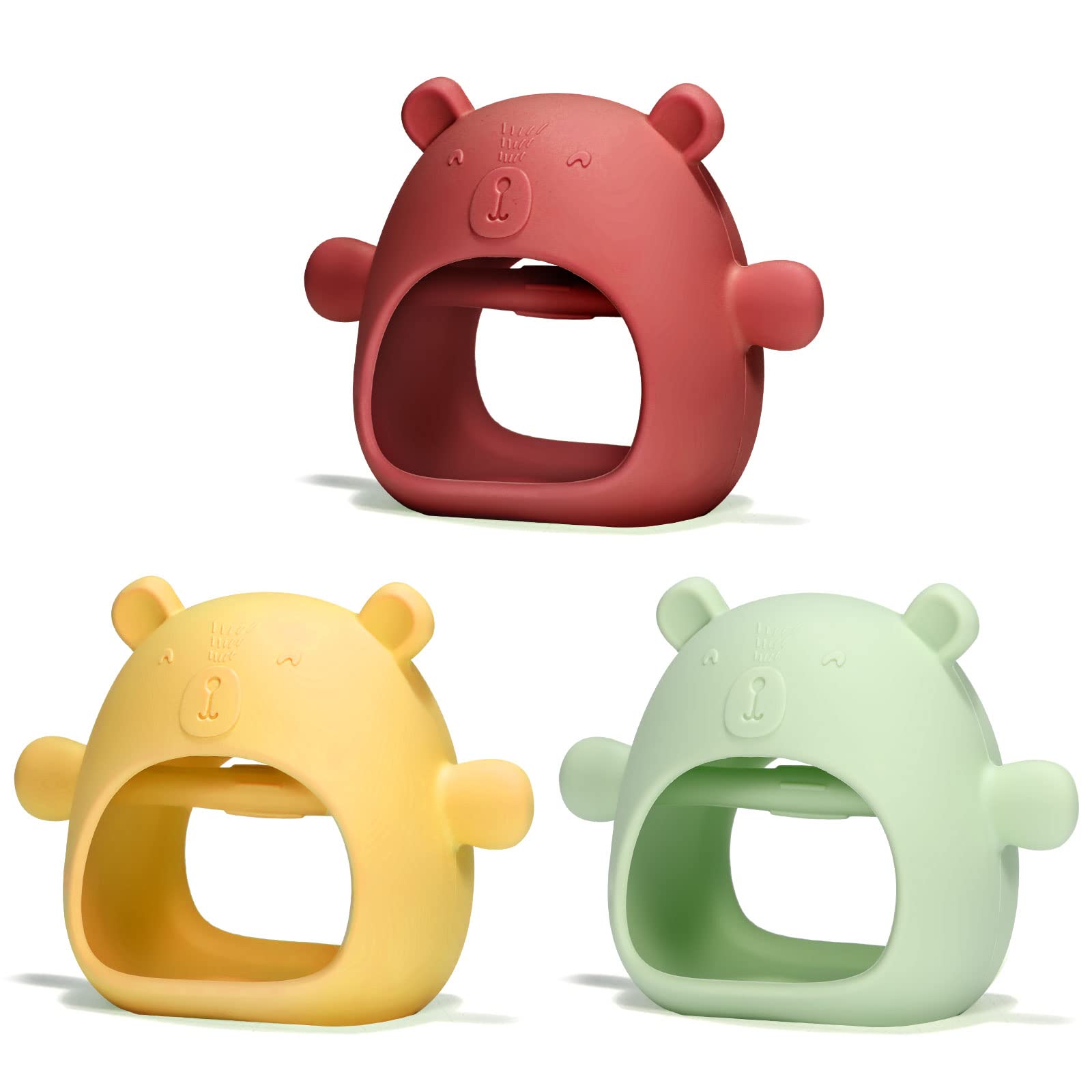 Silicone Teething Toys for Babies 3-6 Months - 3 Pack Never Drop Teething Mittens for Infants 6-12 Months, Mushroom Penguin Hand Teethers, Baby Chew Toys for Sucking Needs - Dishwasher Safe