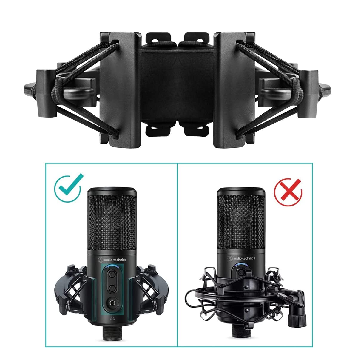 MANAYO Shock Mount for ATR2500X/AT2020/AT2035/AT2050/AT4040/ATR2500 Condenser Mic (Black)