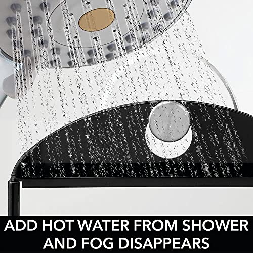 mDesign Bathroom Shower Suction Fog Away Shaving Mirror - Black/Brushed