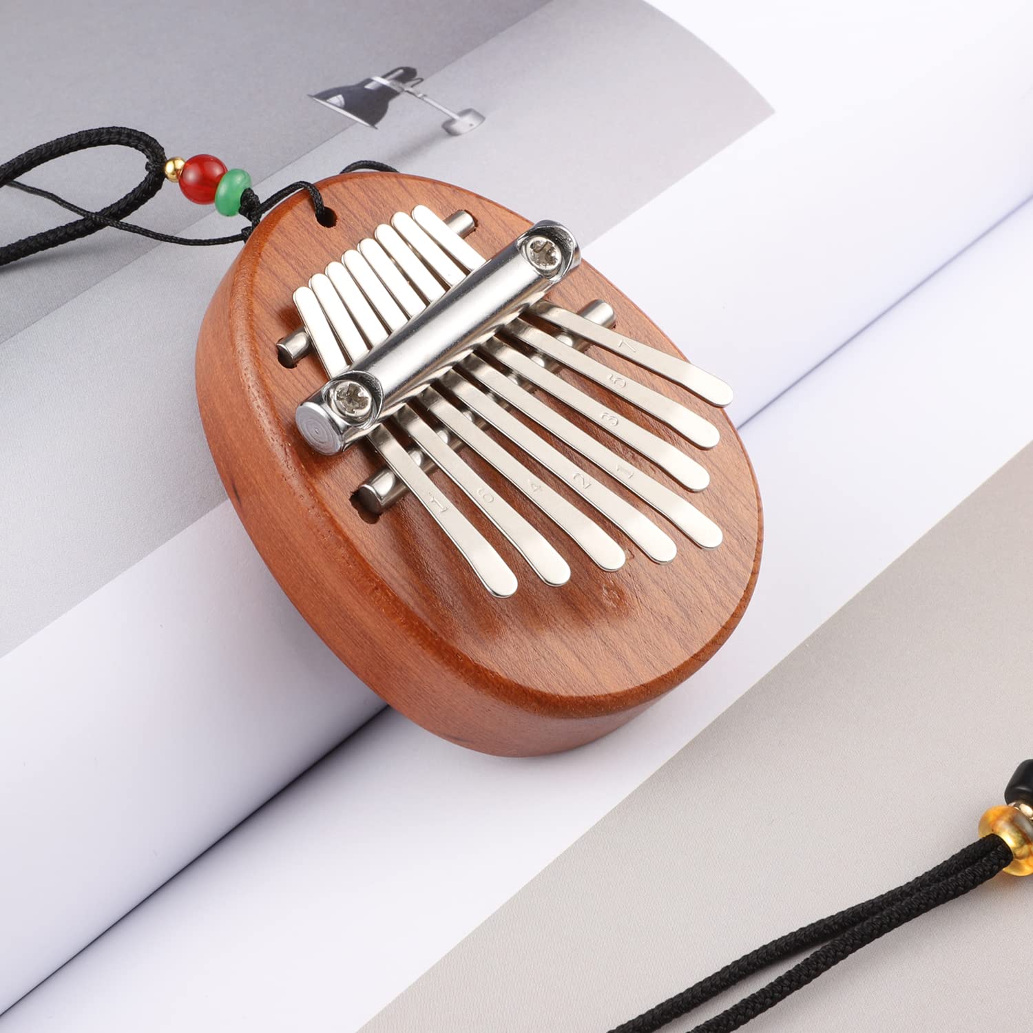 Mini Kalimba Thumb Piano, Kalimba 8 Key Thumb Piano Finger Piano, Finger Harp for Kids and Adults Beginners (Brown)