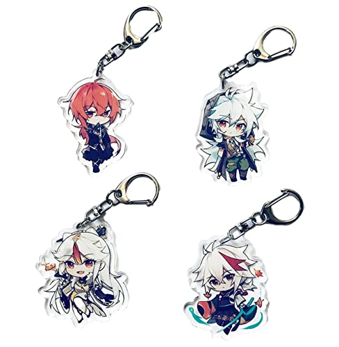 MadelYN 8Pcs Genshin Impact keychains Cute Game Acrylic Keychain Japanese Anime Cartoon Key Charm Rings Anime Figure Keyring Accessories, 5-6CM
