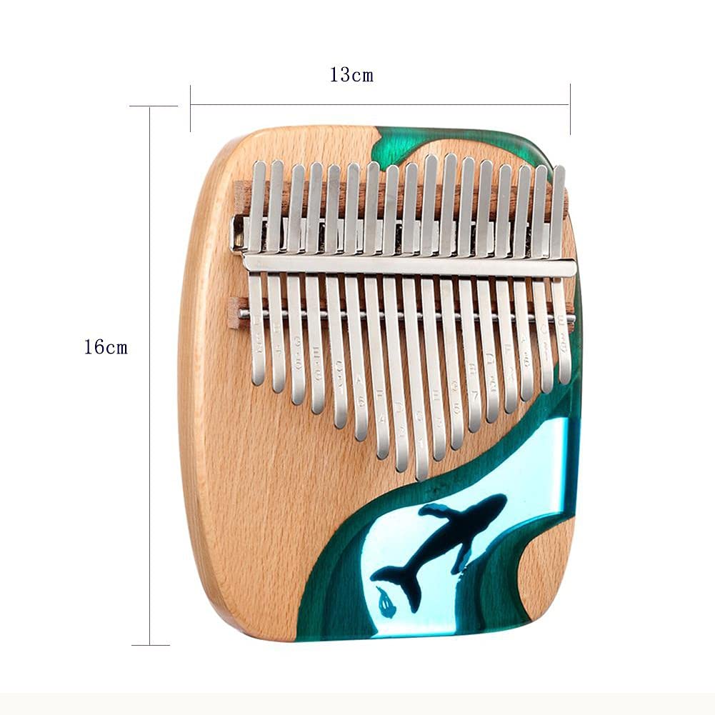 SDGH 17 Key Thumb Piano Solid Beech Epoxy Resin Portable with Tuning Hammer Keyboard Musical Instrument