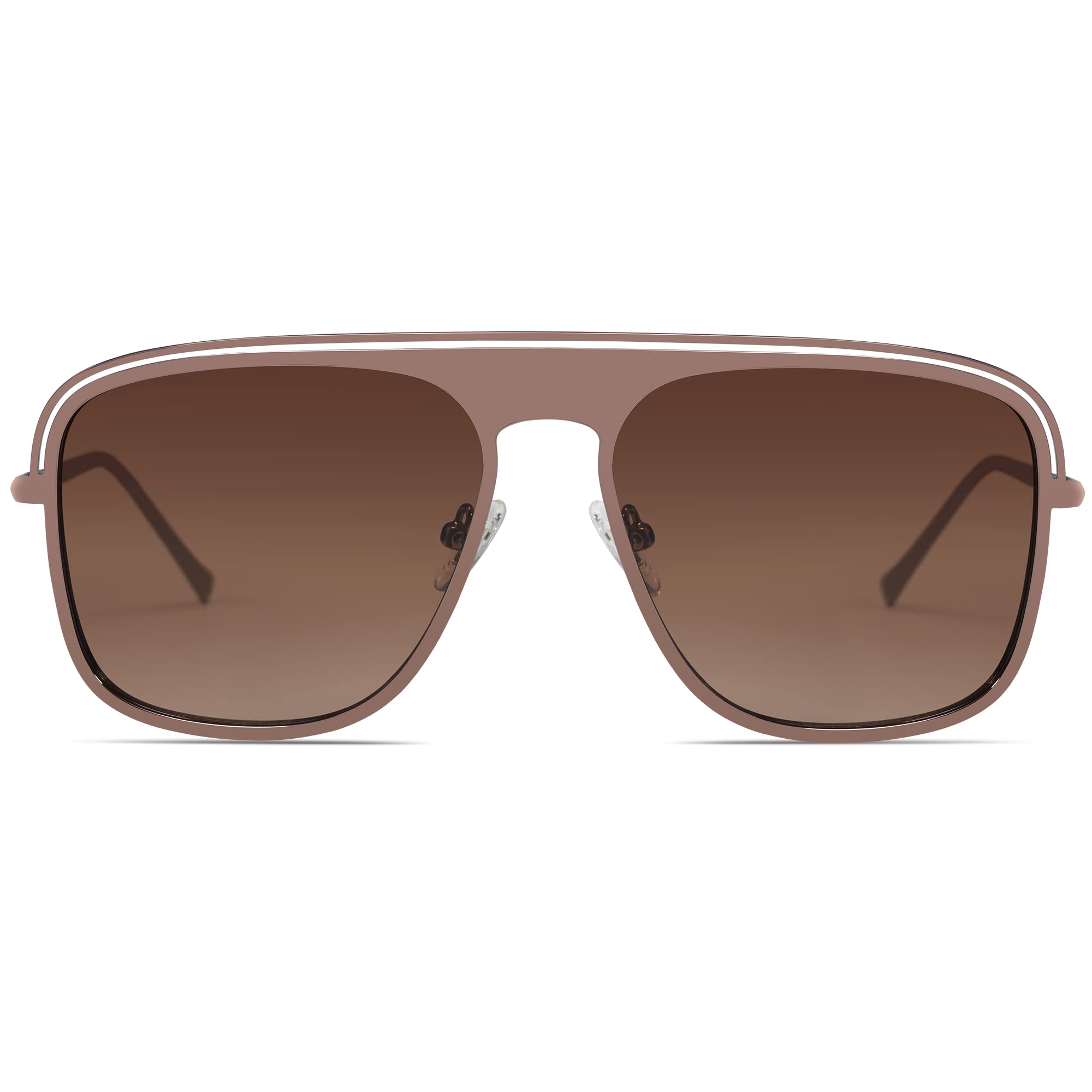 SOJOS Y2K Aviator Sunglasses for Women Men Vintage Metal Shades,Brown