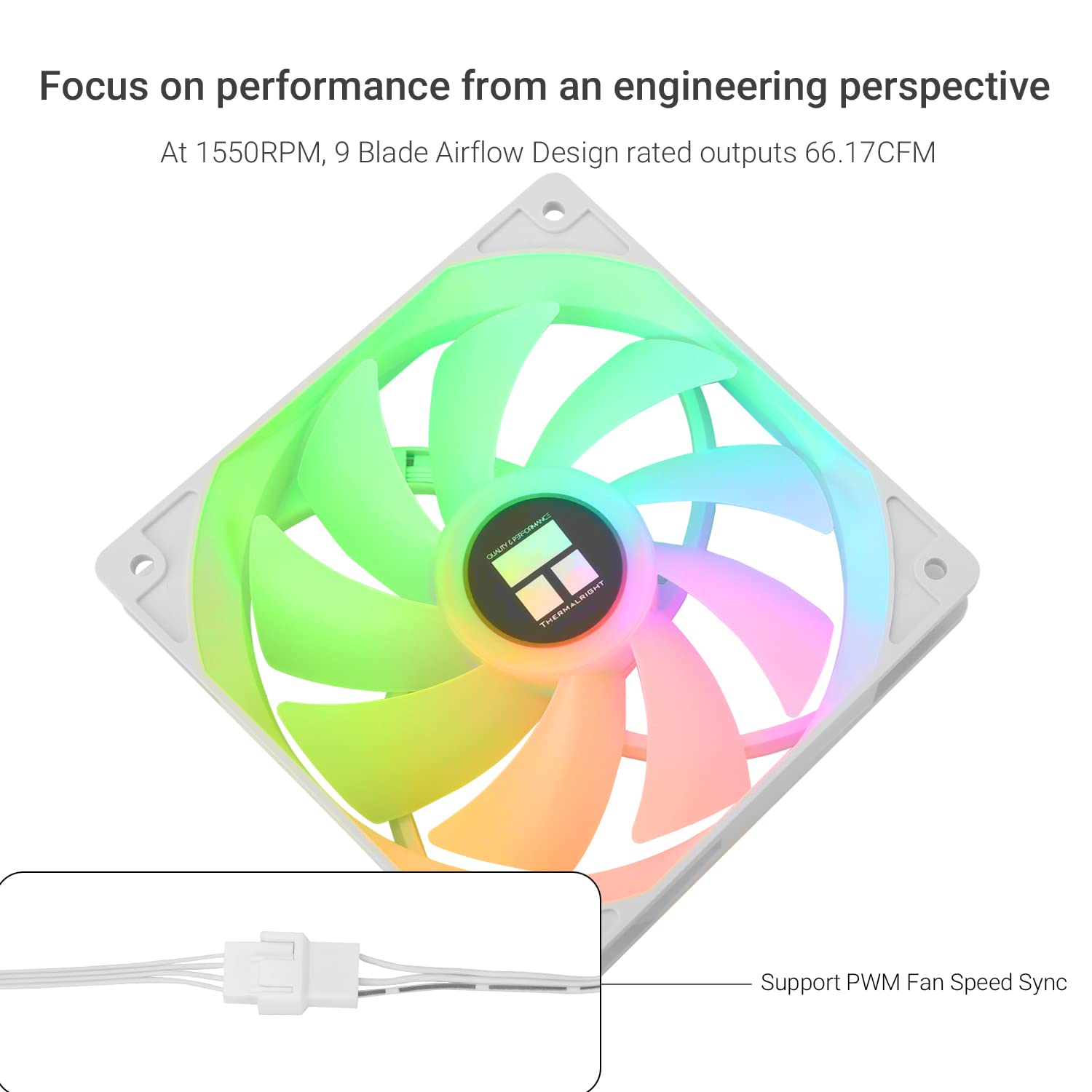 Thermalright TL-C12CW-S X3 CPU Fan 120mm White ARGB Case Cooler, 4pin PWM Silent Computer Cooling Fan with S-FDB Bearing Included, up to 1550RPM(3 Quantities)
