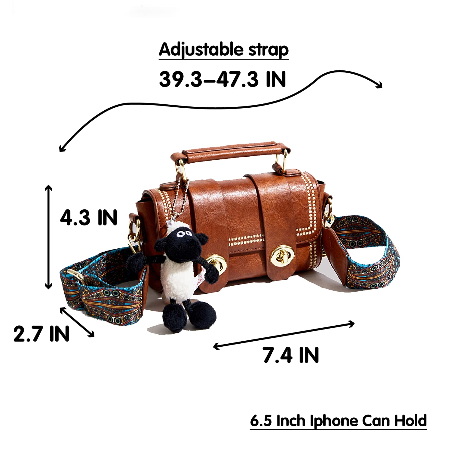 Small Crossbody Bags for Women Cell Phone Purse Suede Handbag with Print Adjustable Shoulder Strap