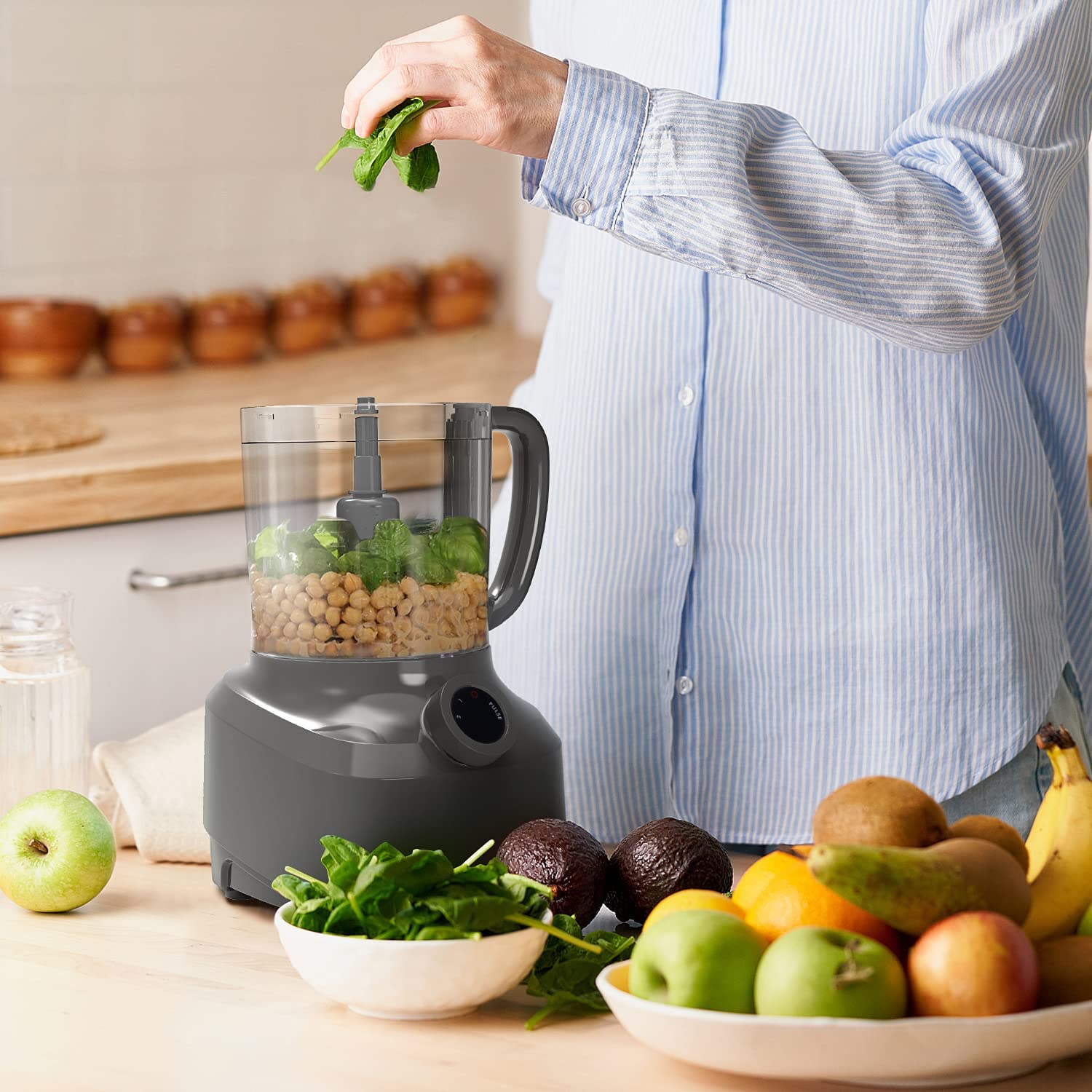 La Reveuse 4-Cup Food Processor Vegetable Chopper for Slicing,Shredding,Grating,Juicing,Emulsfying,Mixing,400 Watts
