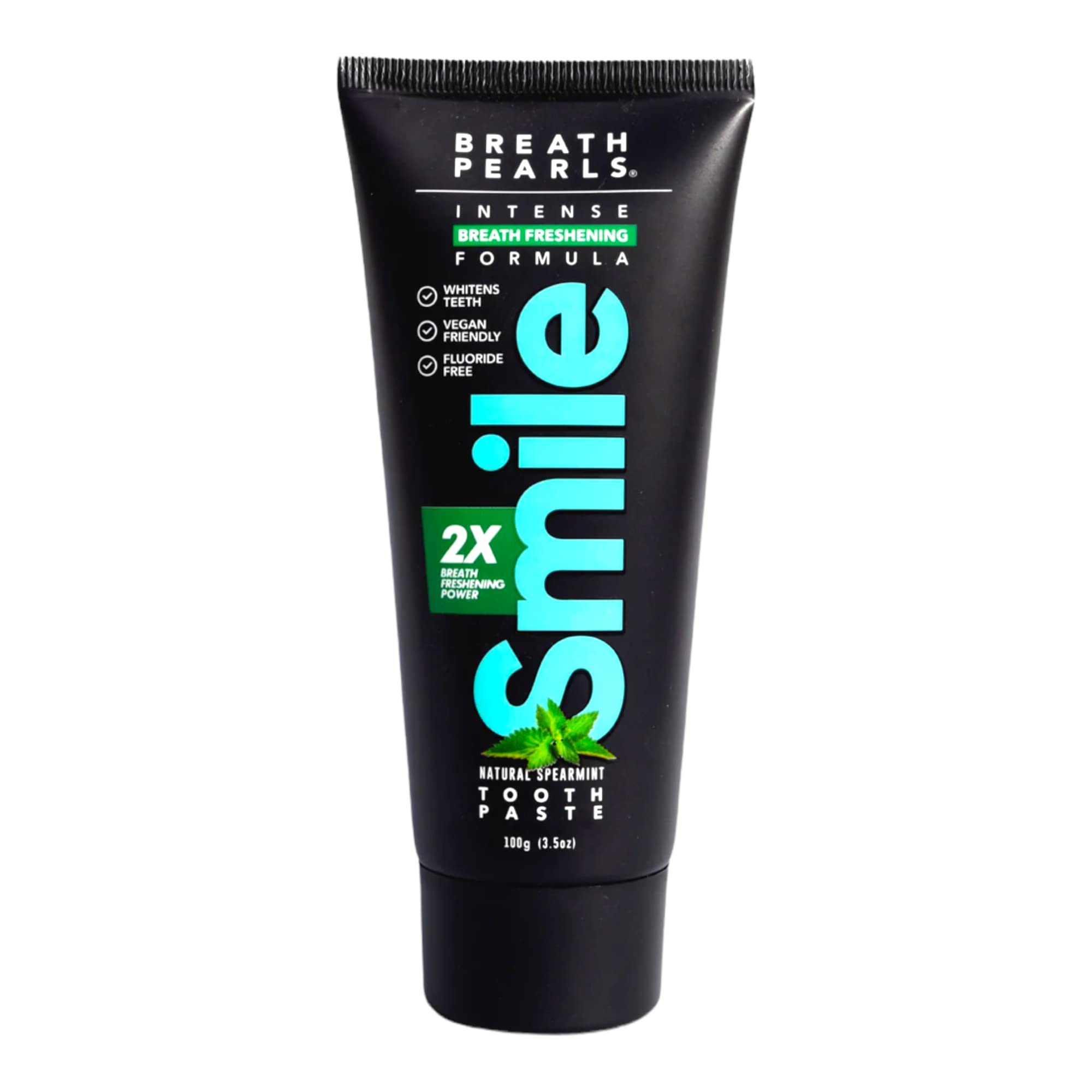 Smile Breath Freshening Whitening Natural Fluoride Free Spearmint Toothpaste Vegan Friendly Extra Strength SLS and Paraben Free 3.5oz