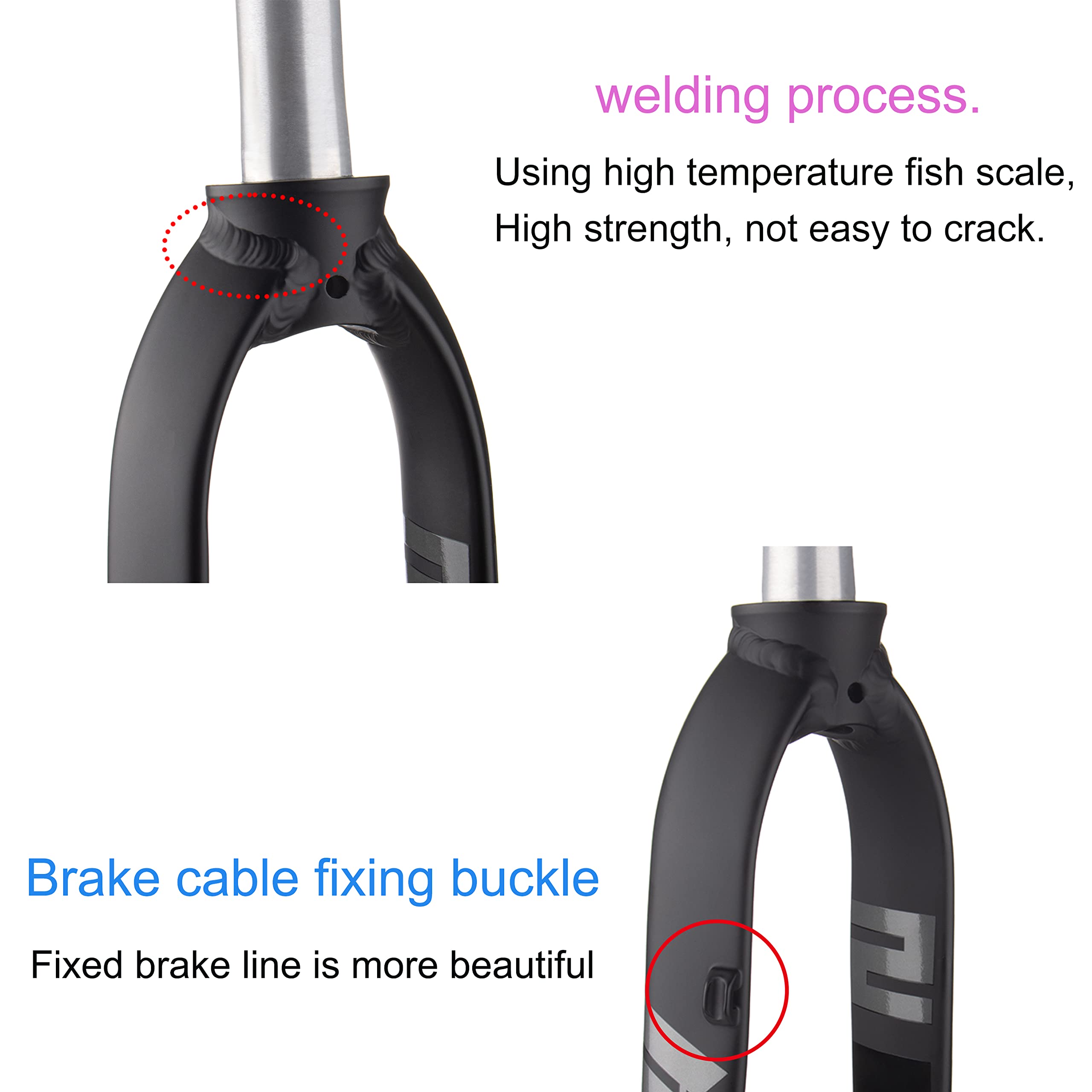 NA [US Spot] 1-1/8" Full Aluminum Alloy 26/27.5/29" Rigid Disc Brake MTB Fork, 28.6mm Threadless Taper Tube Ultra Light MTB Fork (X6-Black/White)