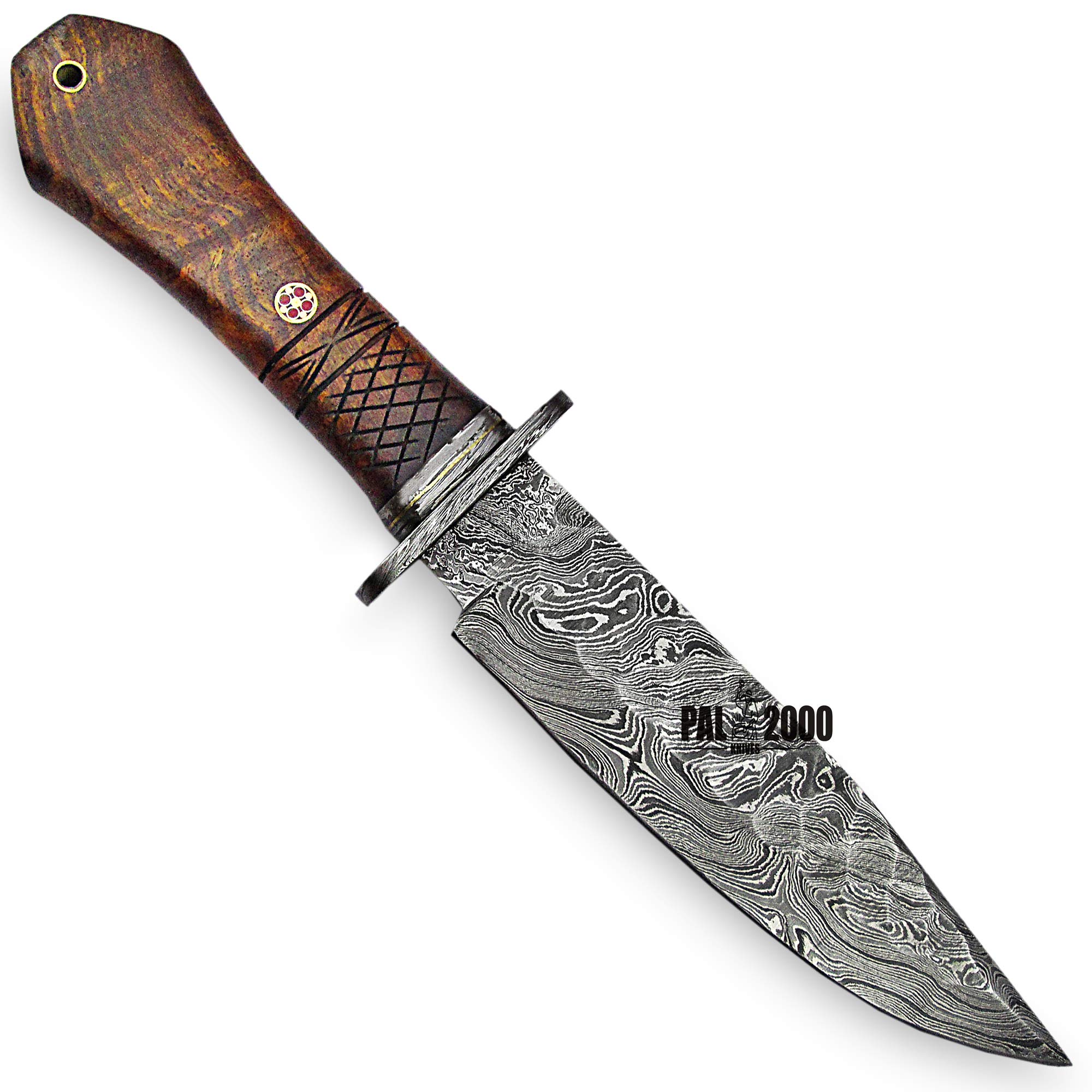 PAL 2000 HUNTING KNIVES Ssrg 9913 Handmade Damascus Steel Custom Knife Solid Rose Wood Handle