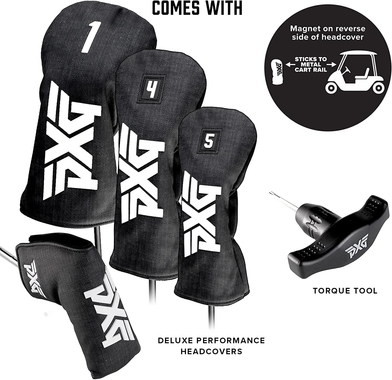 PXG 0211Z Golf Clubs - 7 Club Complete Golf Club Set with Irons, Driver, Fairway, Hybrid, and Putter with Graphite Shafts