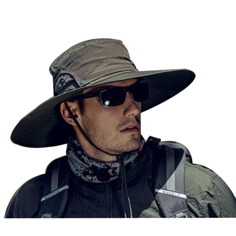 Mens Sun Hat with UV Protection Waterproof Wide Brim Sun Hat for Men Fishing Hiking Safari Camping Garden Outdoor Green