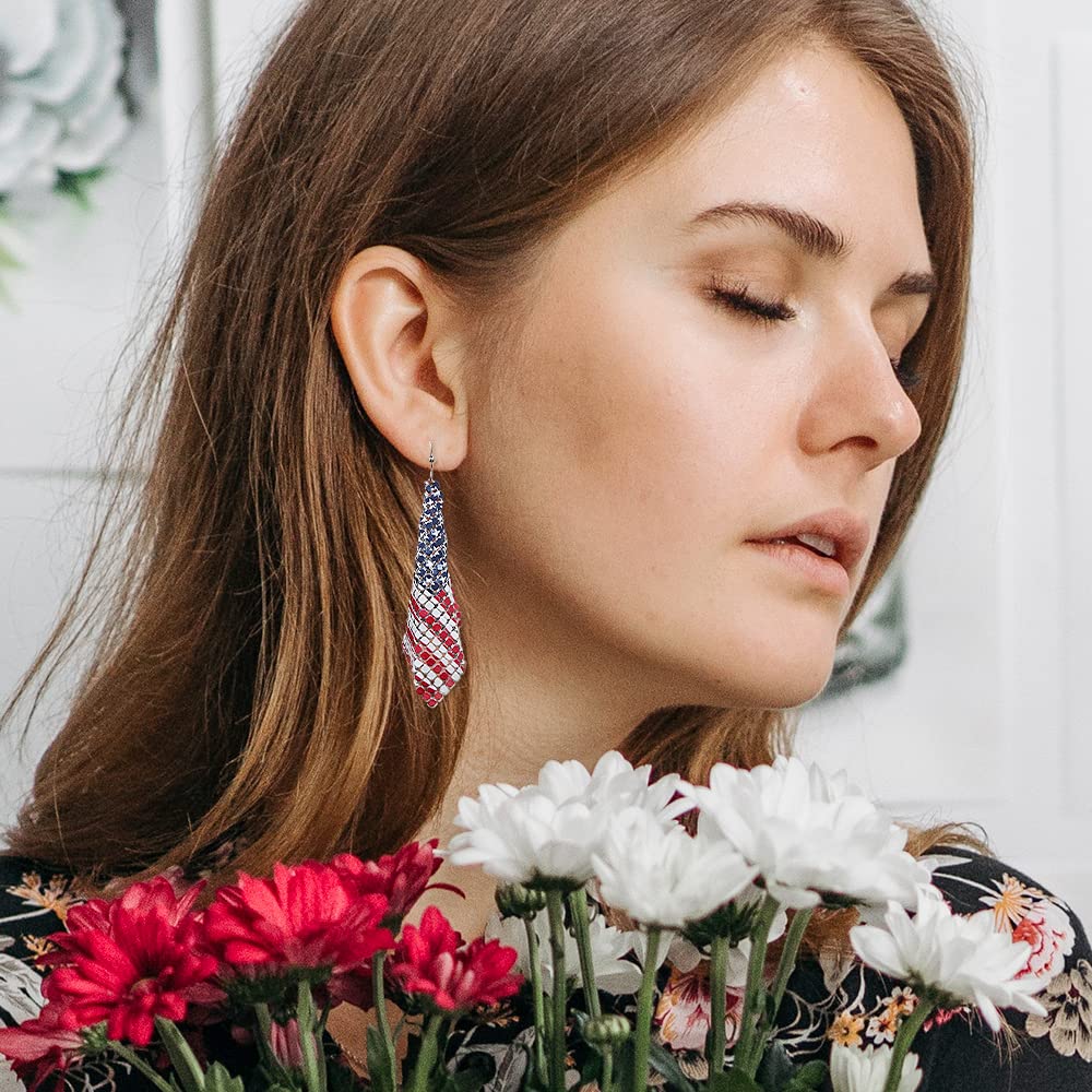 Madison Tyler Americana Collection USA Stars | Stripes Flag Chain Stud Earrings for Women