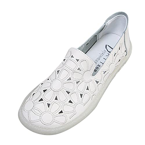 Soled Flat Comfortable Women's Breathable Hollow Casual Shoes Spring Summer and Mouth Casual Shoes for Men in Combo White