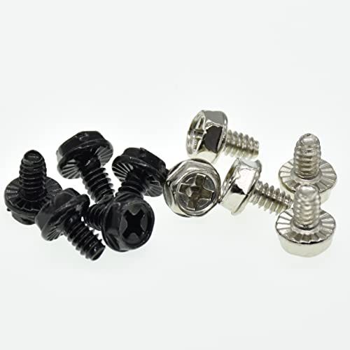 WAAZI Industrial Screws 50Pcs 6-32 * 6 Thread Teeth Outside Hex Computer PC Case Cooling Fan Toolless Adjustment Screw Thumbscrews Thumb Screw (Color : Silver)