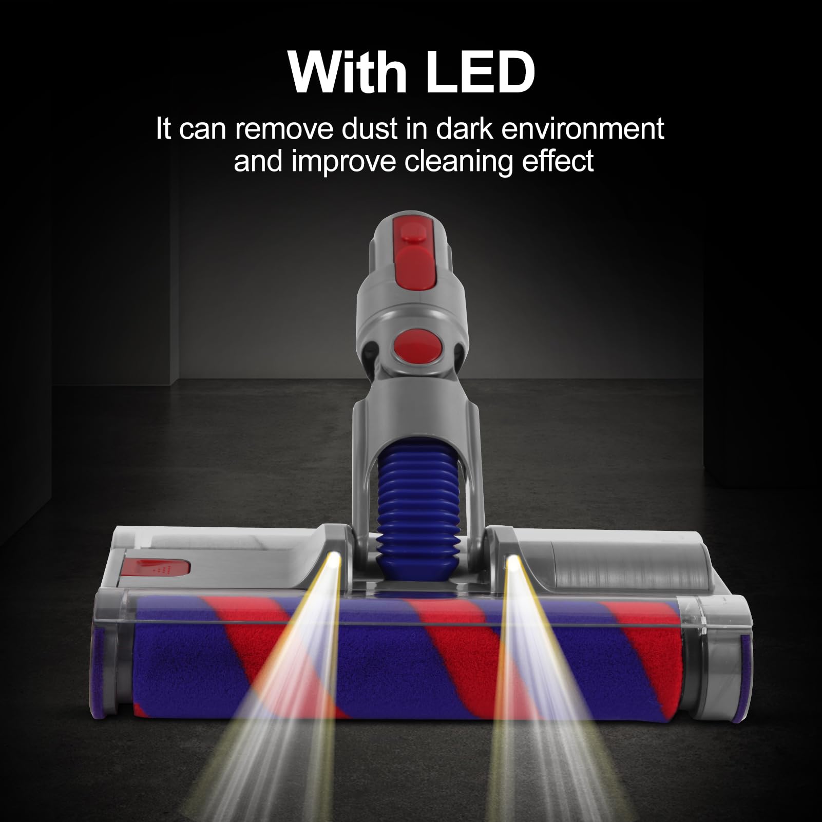 Lecanter Vacuum Head Replacement for Dyson V7 V8 V10 V11 V15 Series Motor Head, Soft Roller Cleaner Head, Upgraded Double Roller Brush, LED Included