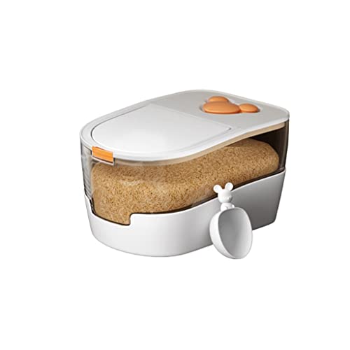 XBWEI Pantry Rice Container Rice Storage Container Grain Storage Bin Dry Food Dispenser for Flour Rice Sealing Ring (Color : Orange, Size : 10KG)