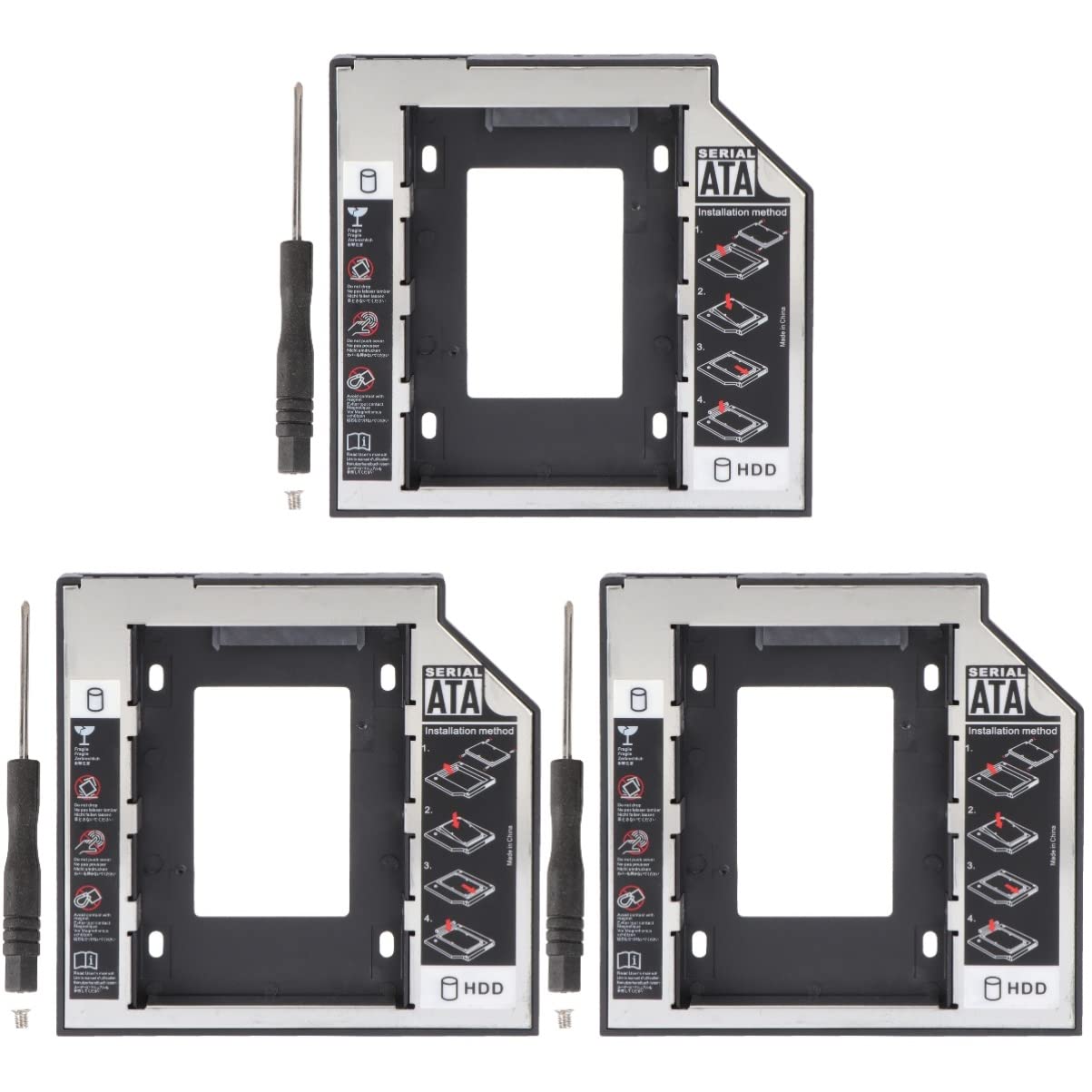 SOLUSTRE Braces 3pcs Hard Bay Ssd Machine -state Disk Case .mm Inches Drive Bracket Practical Laptop Hdd Tray Enclosure Holder Accessories Kickstand