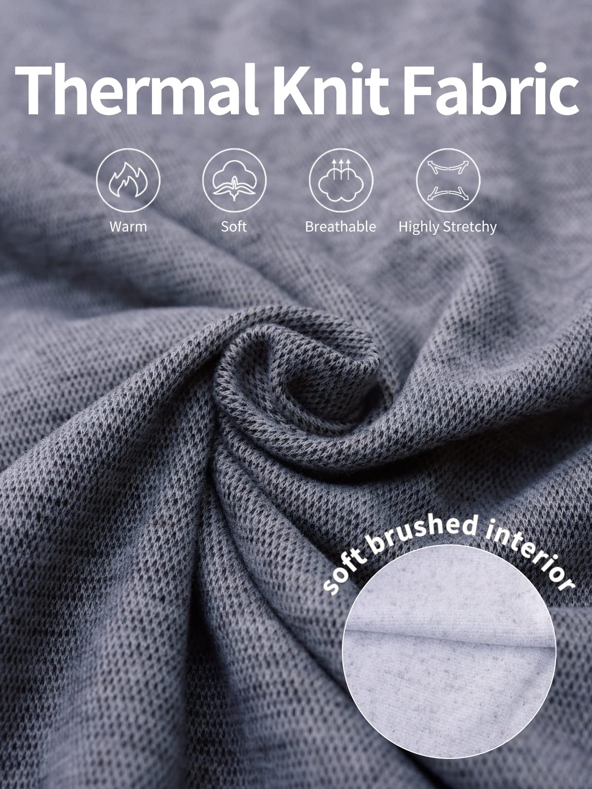 Long Sleeve Thermal Shirt Men Mock Turtleneck(Heather Blue,XL)