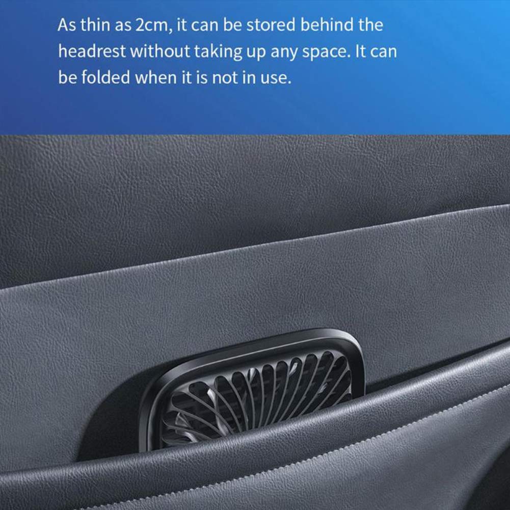 Maso Car Fan for Back Seat - USB Foldable Electric Fan 3-Speed Headrest Fans for Car Desk Office Outdoor Camping(Black)