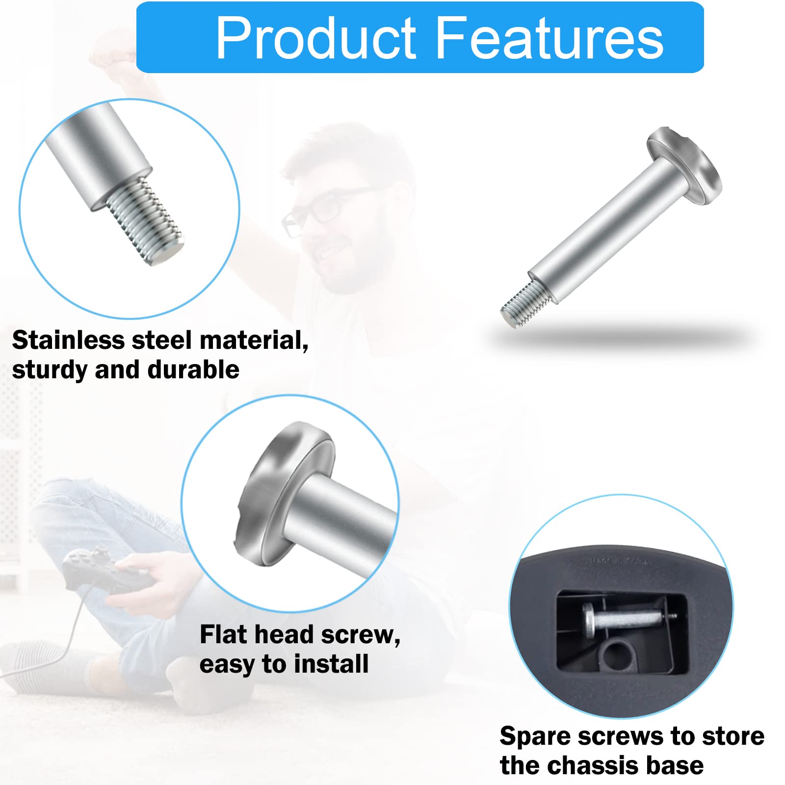 Screw Replacement for PS5/ Vertical Stand Screw Holder Bottom Screw Fixing Screws Replacement for Playstation 5 PS5 Game Console Base Stand Support Screws Digital Edition and Disc Version Repair Kit