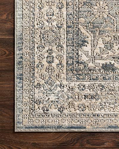 Loloi II Teagan Collection TEA-04 Sky / Natural 7'-11" x 10'-6", .25" Thick, Area Rug, Soft, Durable, Neutral, Woven, Low Pile, Non-Shedding, Easy Clean, Living Room Rug