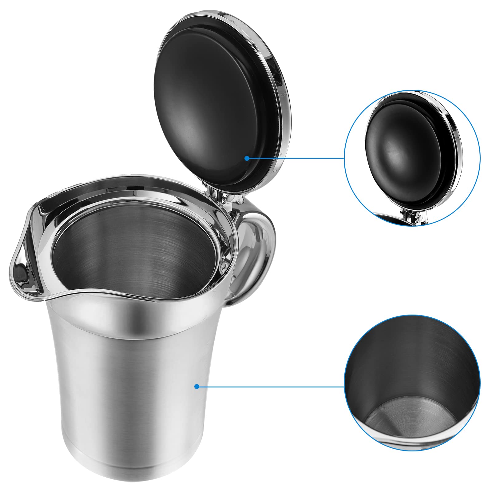 Peohud Gravy Boat, 304 Stainless Steel Double Insulated Sauce Jug with Hinged Lid, 24 Oz Gravy Warmer Pitcher for Home and Kitchen