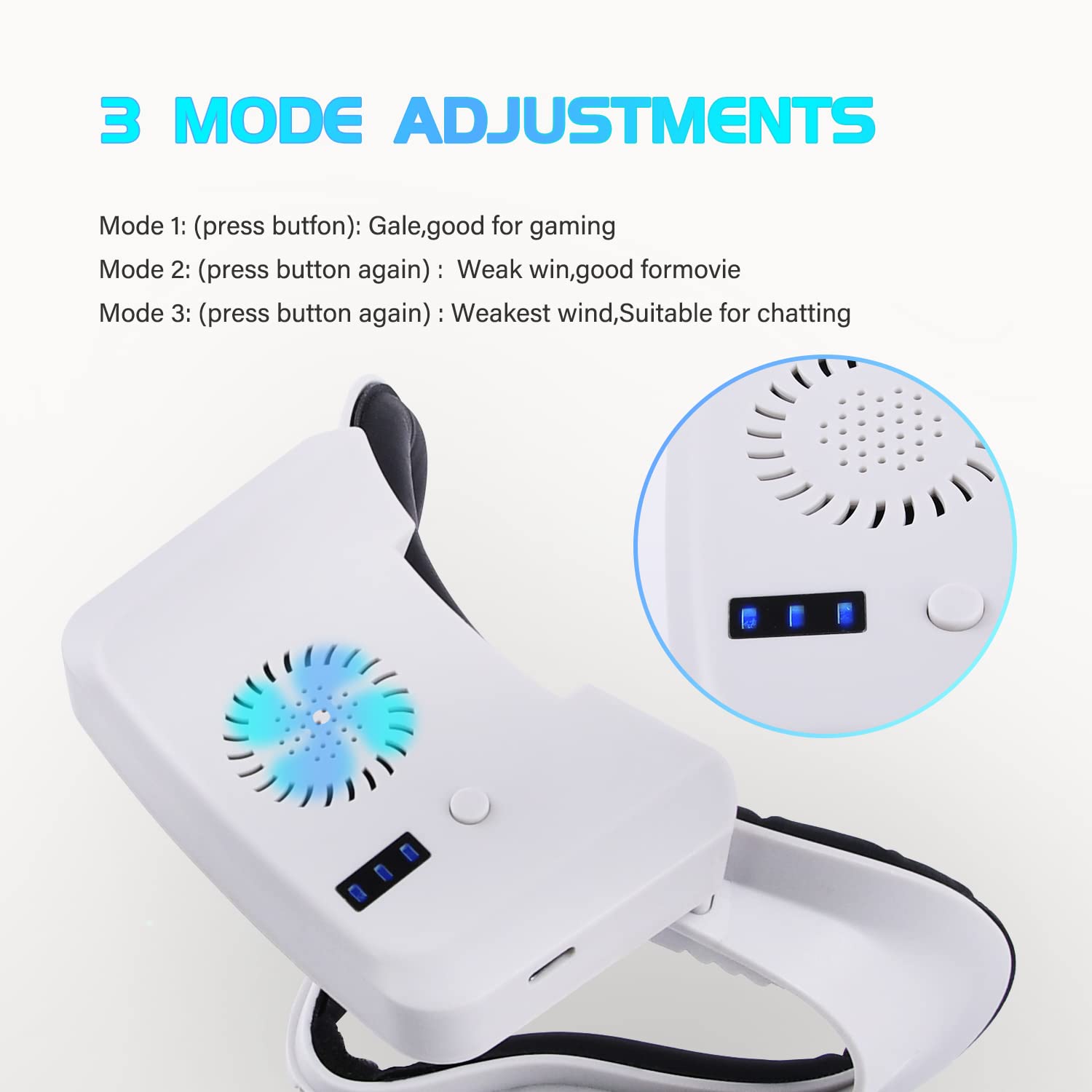 TechKen Cooling Fan Face Cover for Meta/Oculus Quest 2 Accessories with 2 Soft Face Cover, A2 Pro Quest 2 Cooling Fan Active Air Circulation Ventilation to Relieve Lens Fogging (3 Speeds)