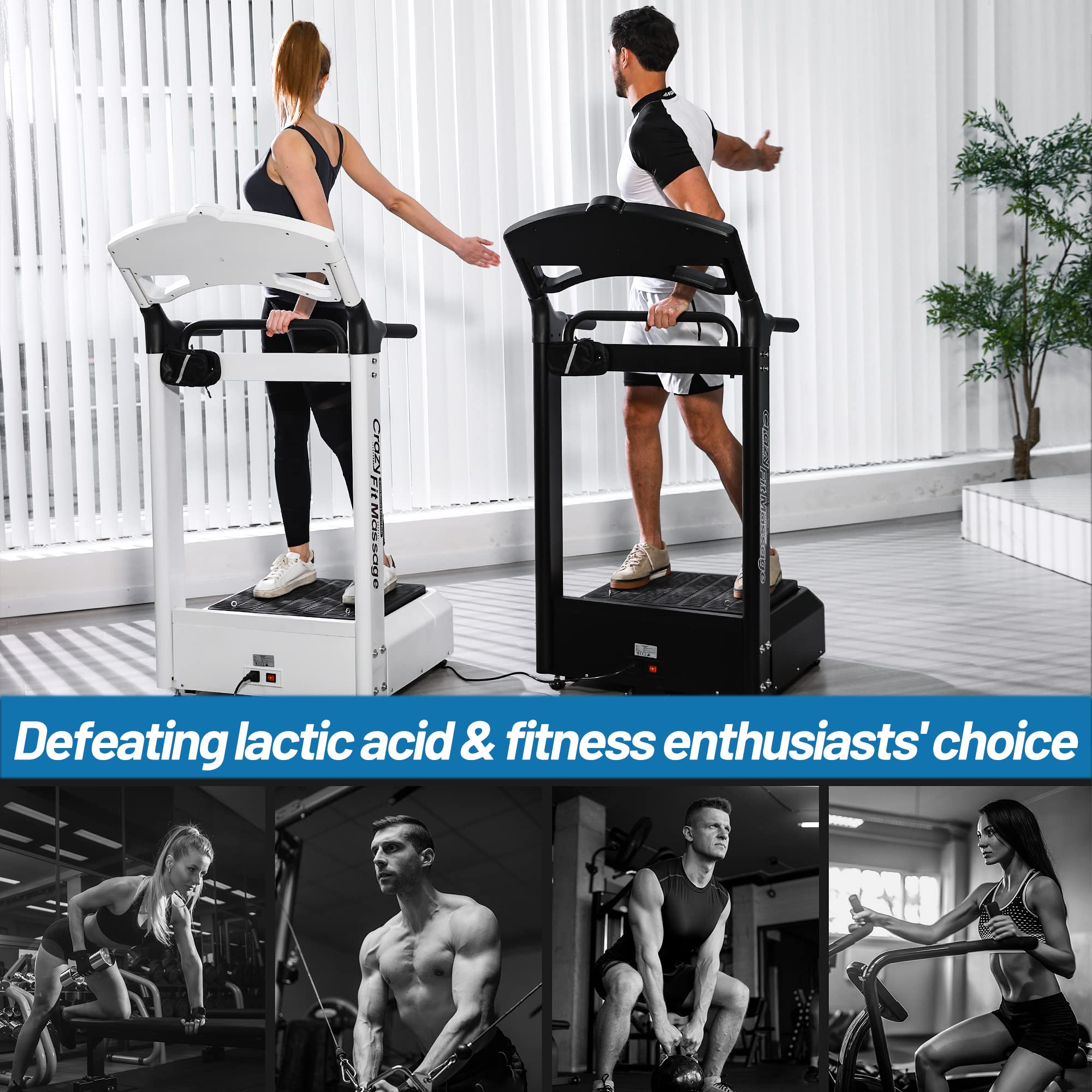 Ps Vibration Plate Exercise Machine, Whole Body Workout Super Large Vibration Platform Support 400 lbs with Resistance Band Cardio Training Weight Loss Equipment for Gym Home