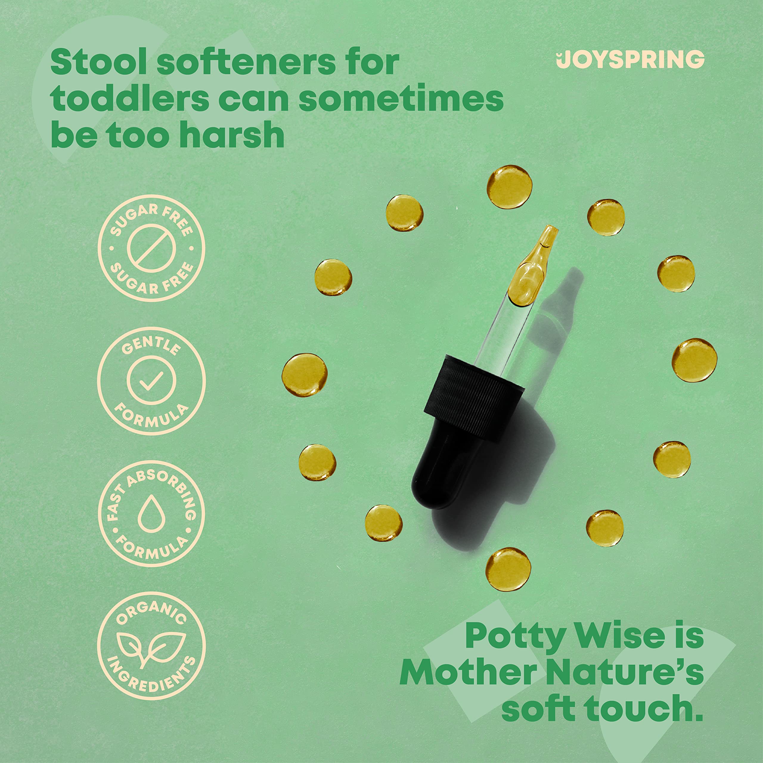 JoySpring Potty Wise Consitpation Relief for Kids for Happy Comfortable Kids - Natural Constipation Relief for Kids - Gentle Herbal Laxatives for Constipation - Vegan, Gluten-Free, Sugar-Free