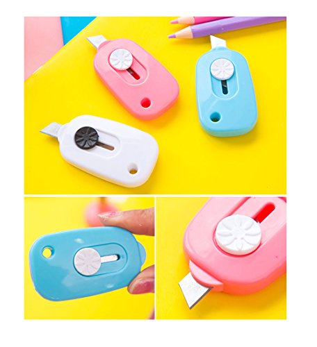 TEKEFT Pack of 8 Mini Retractable Utility Knife Box Cutter Letter Opener, Random Color