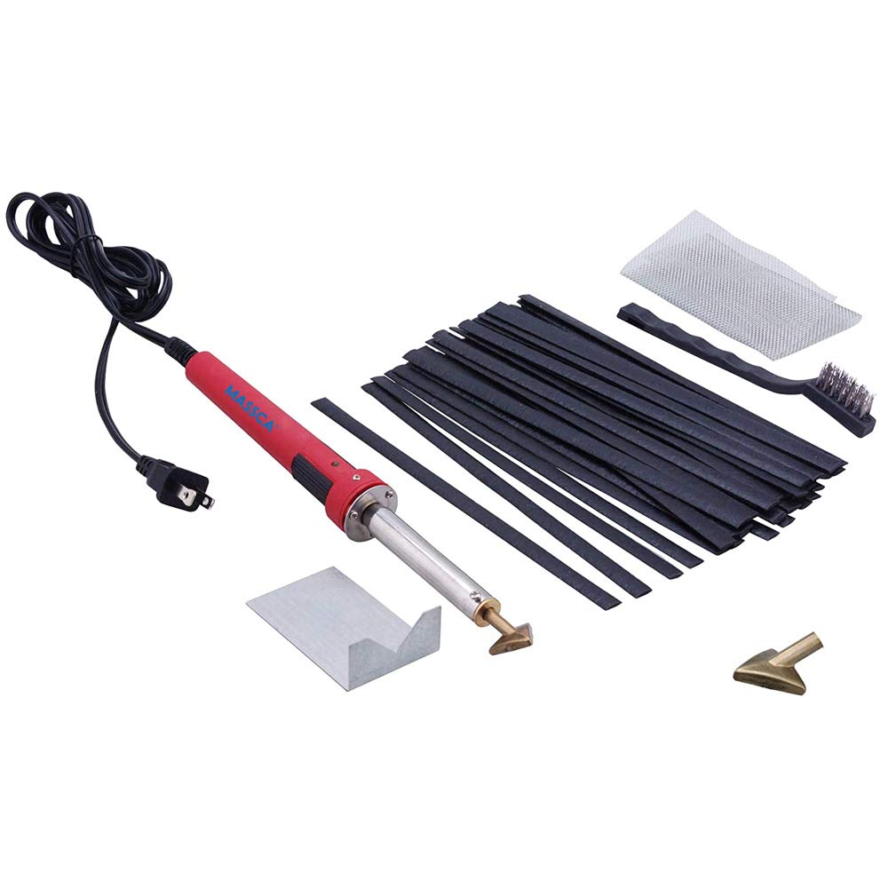 Massca Plastic Welding Kit with Plastic Welder, Rods, Reinforcing Mesh, Hot Iron Stand, and Wire Brush - Plastic Bumper Repair Kit DIY Arts, Crafts & Professional Surface Repair, Portable 80 Watt