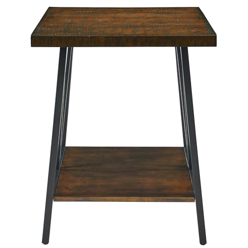 LEEMTORIG Mid Century Modern End Table with Storage, Living Room Accent End Side Table Bedroom Nightstand with 2-Tier Open Shelves, Cherry Walnut 19.7" W x 19.7" D x 24" H CJZ-22203-DW