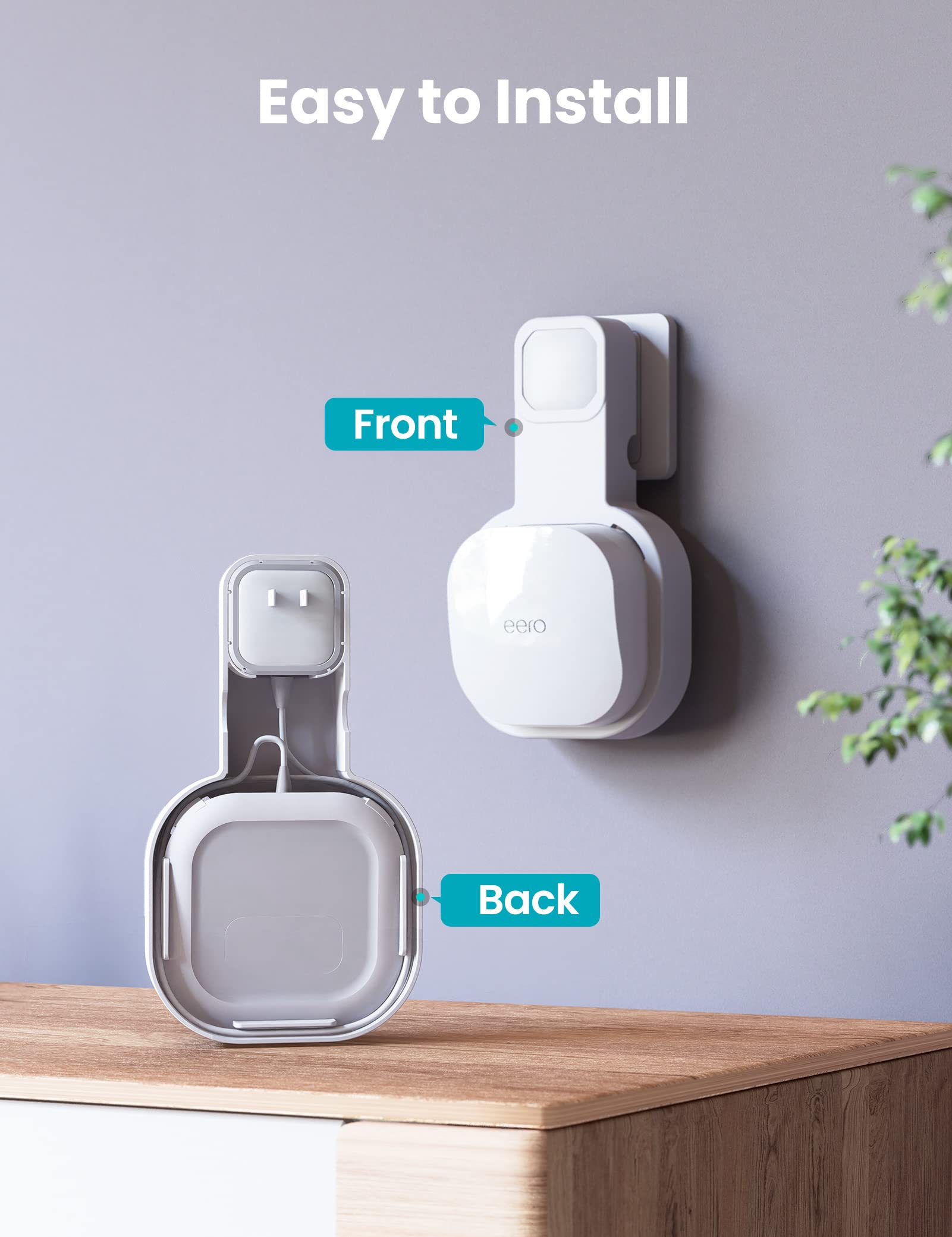 Wall Mount Holder for eero 6, Mesh Wi-Fi System, Stand Bracket for eero 6 Extender, The Simplest Outlet Wall Mount Holder No Messy Wires Space Saving