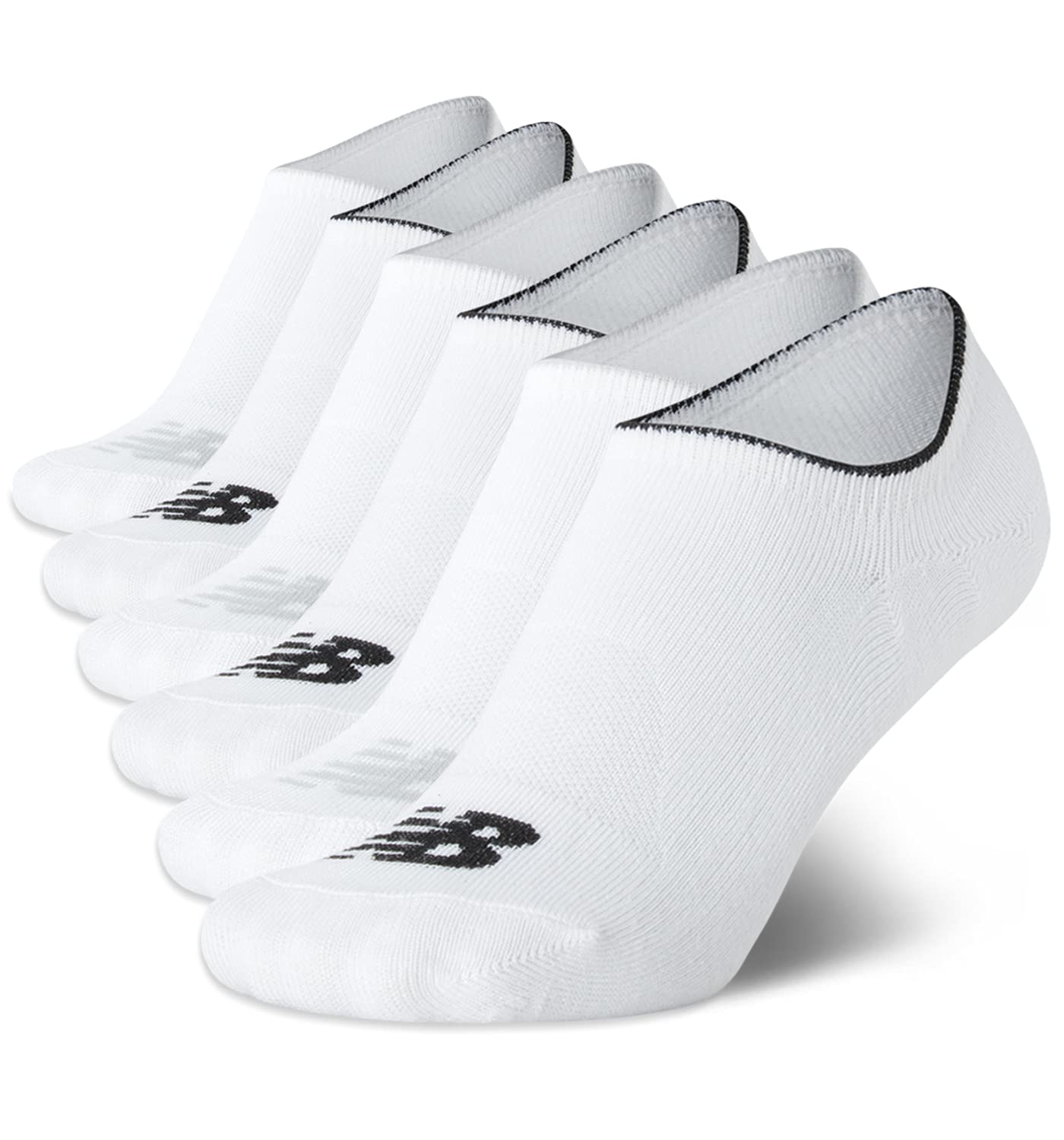 New Balance Women's Invisible No Show Non-Slip Liner Socks (6 Pack), Size 4-10, Solid White