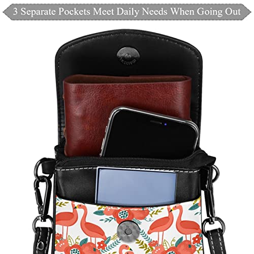 Small Crossbody Bag Flamingo Flower Cell Phone Purse Wallet