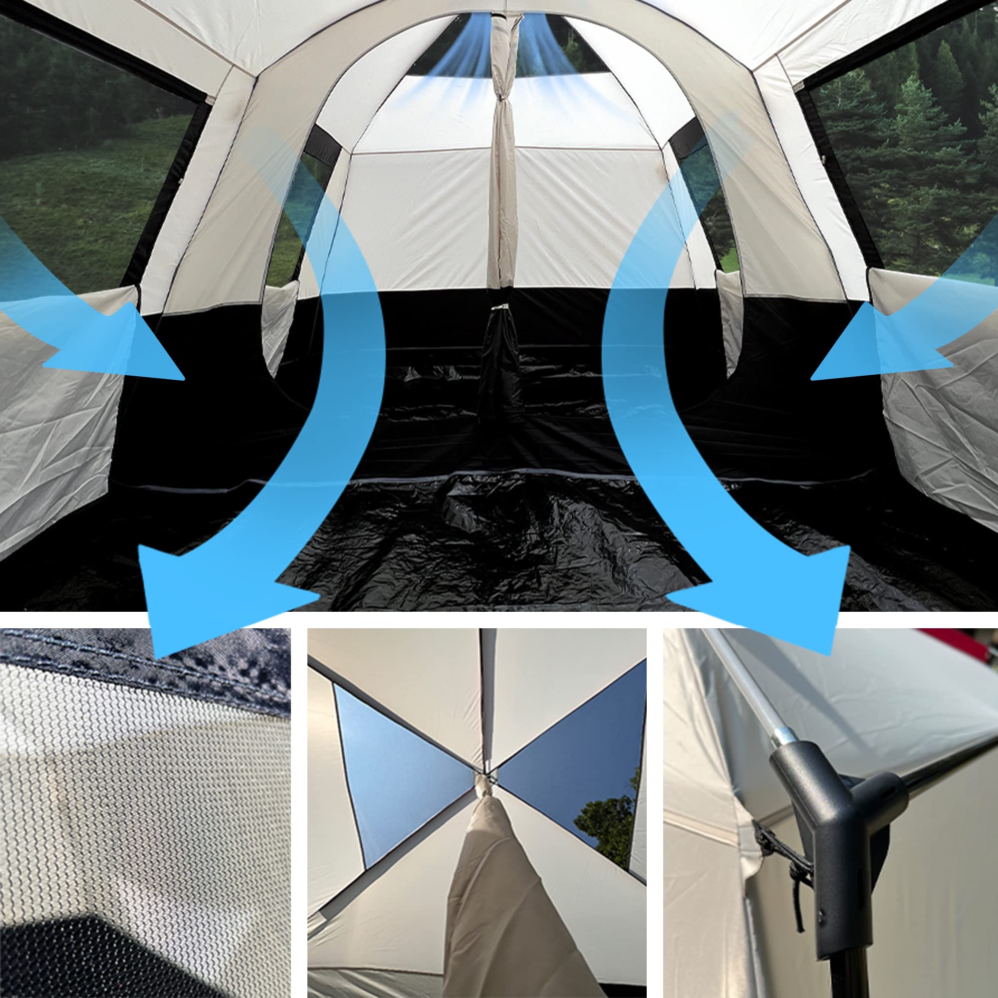 NARMAY® Camping Tent 6-8 Person Family Cabin Tent - 14' x 10' (Black)