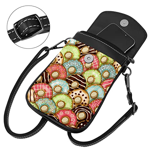 Small Crossbody Bag Colorful Donuts Cell Phone Purse Wallet