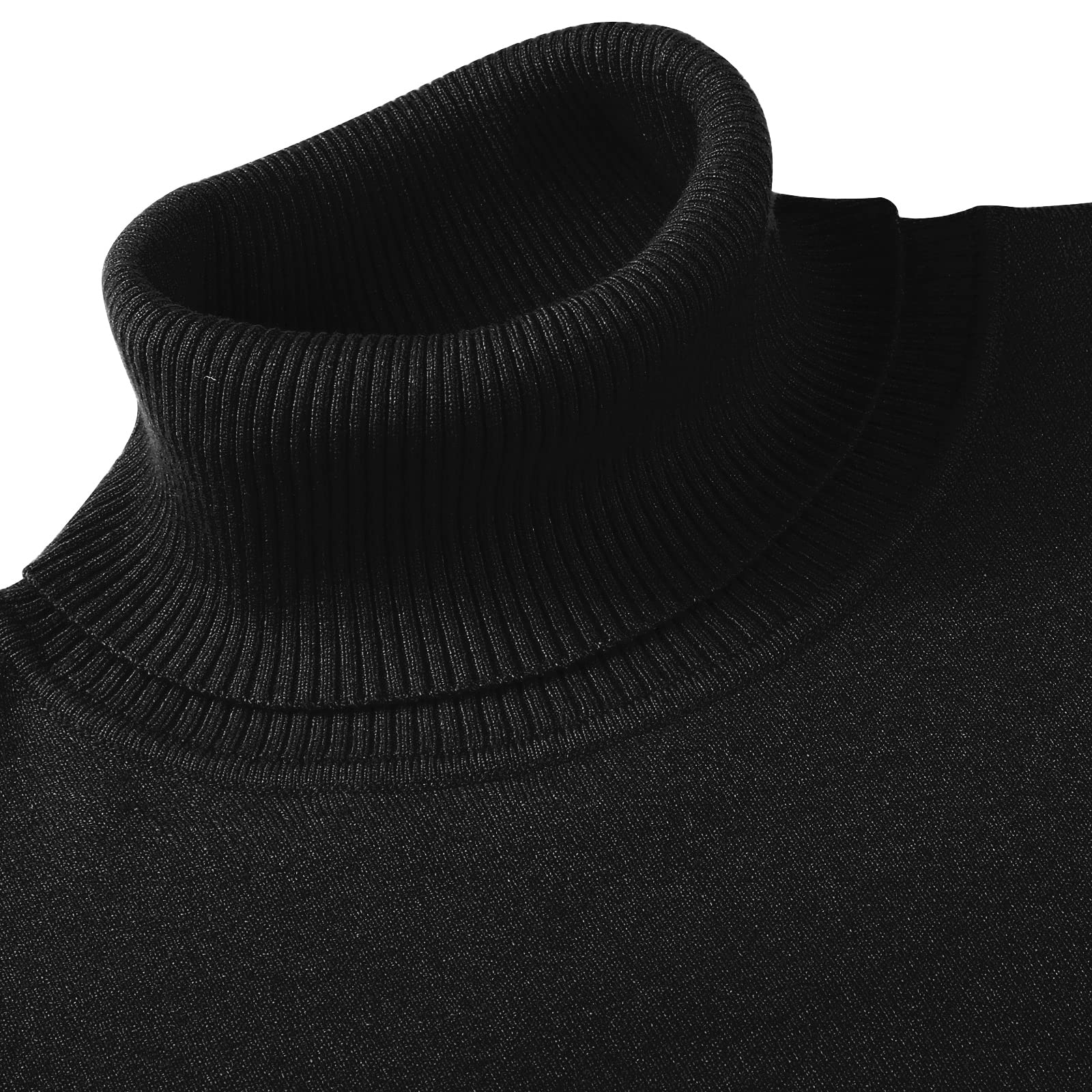 nine bull Men's Thermal Casual Pullover Shirts Long Sleeve Slim Fit Basic Solid Soft Lightweight Turtleneck T-Shirt B-black