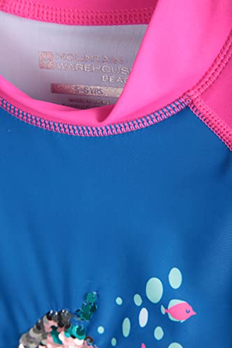 Mountain Warehouse Short Sleeves Kids Rash Guard - Fast Dry Swim Top Bright Pink 5-6 Years