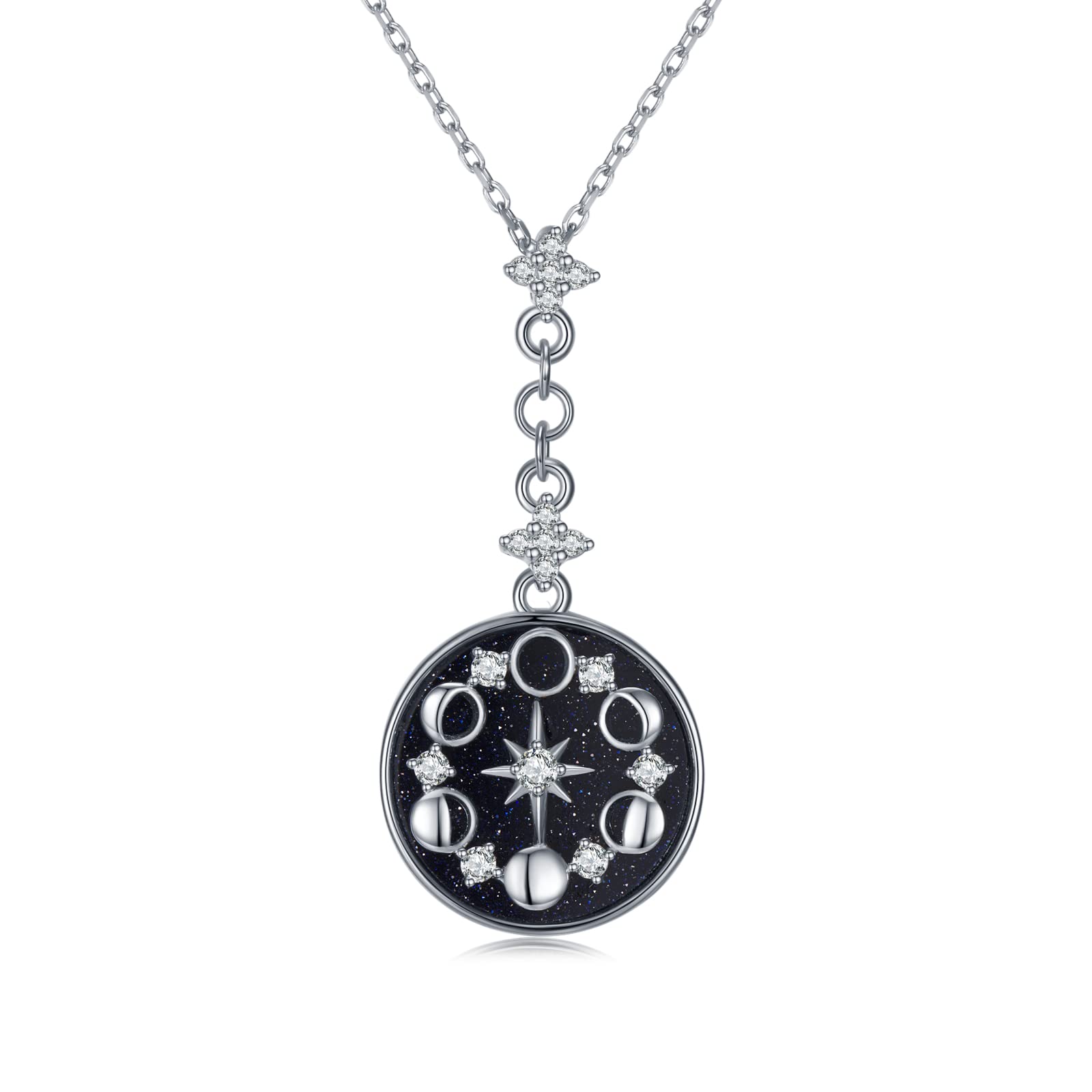 SCZKLAQ Moon Phase Necklace 925 Sterling Silver Moon Necklace Moon Phase Jewelry for Women