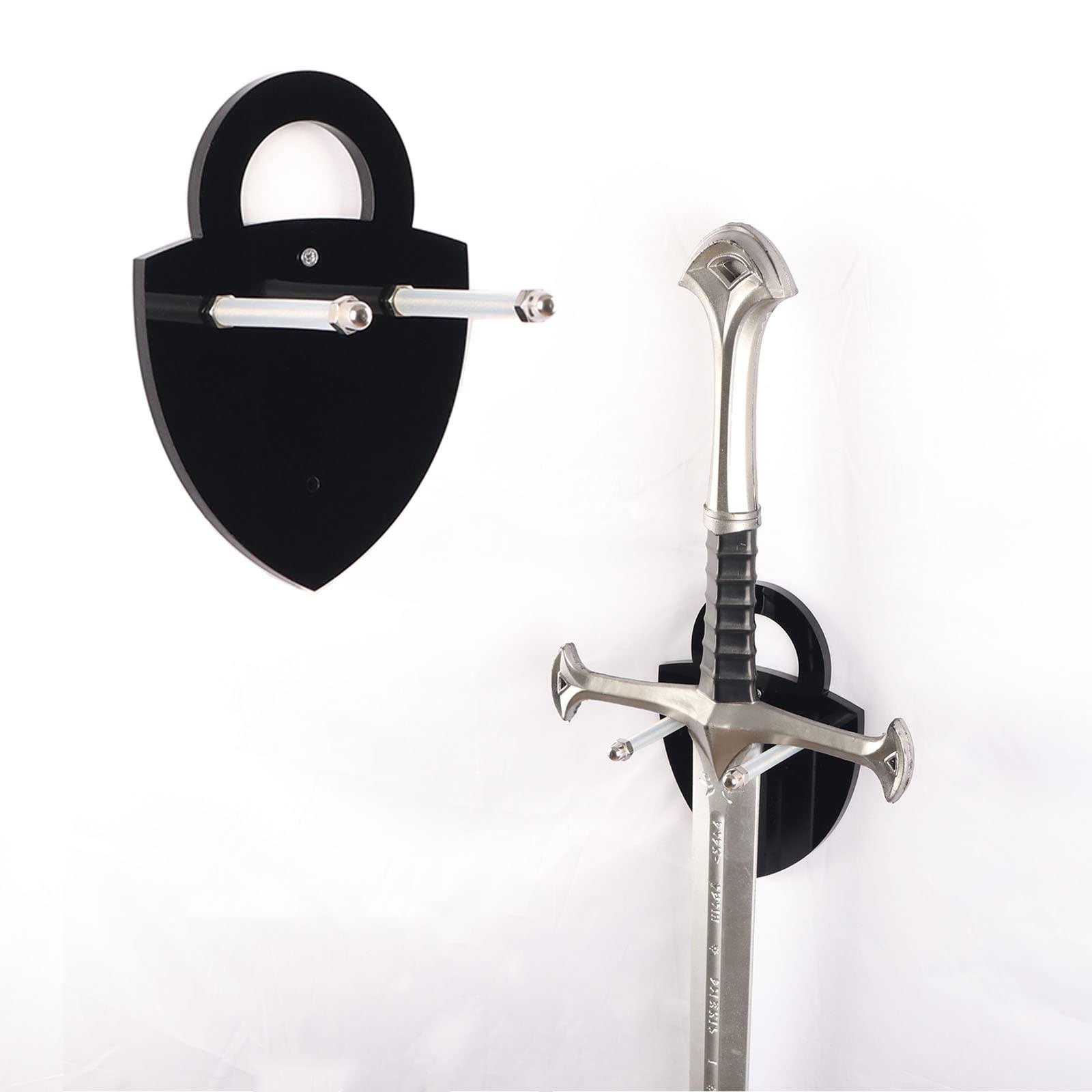 WANLIAN Sword stant sword wall hanging sword rack acrylic vertical display sword rack for small swords viking swords daggers axes anime sword (Black 1 pack)