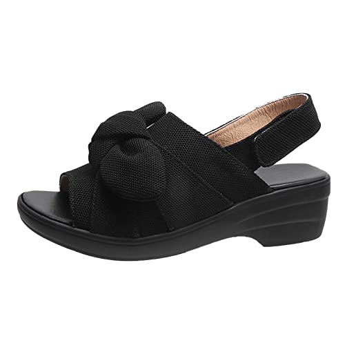 sckarle Sandals for Women Cute Bow Tie Casual Sandals Open Toe Platform Arch Support Wedge Sandals