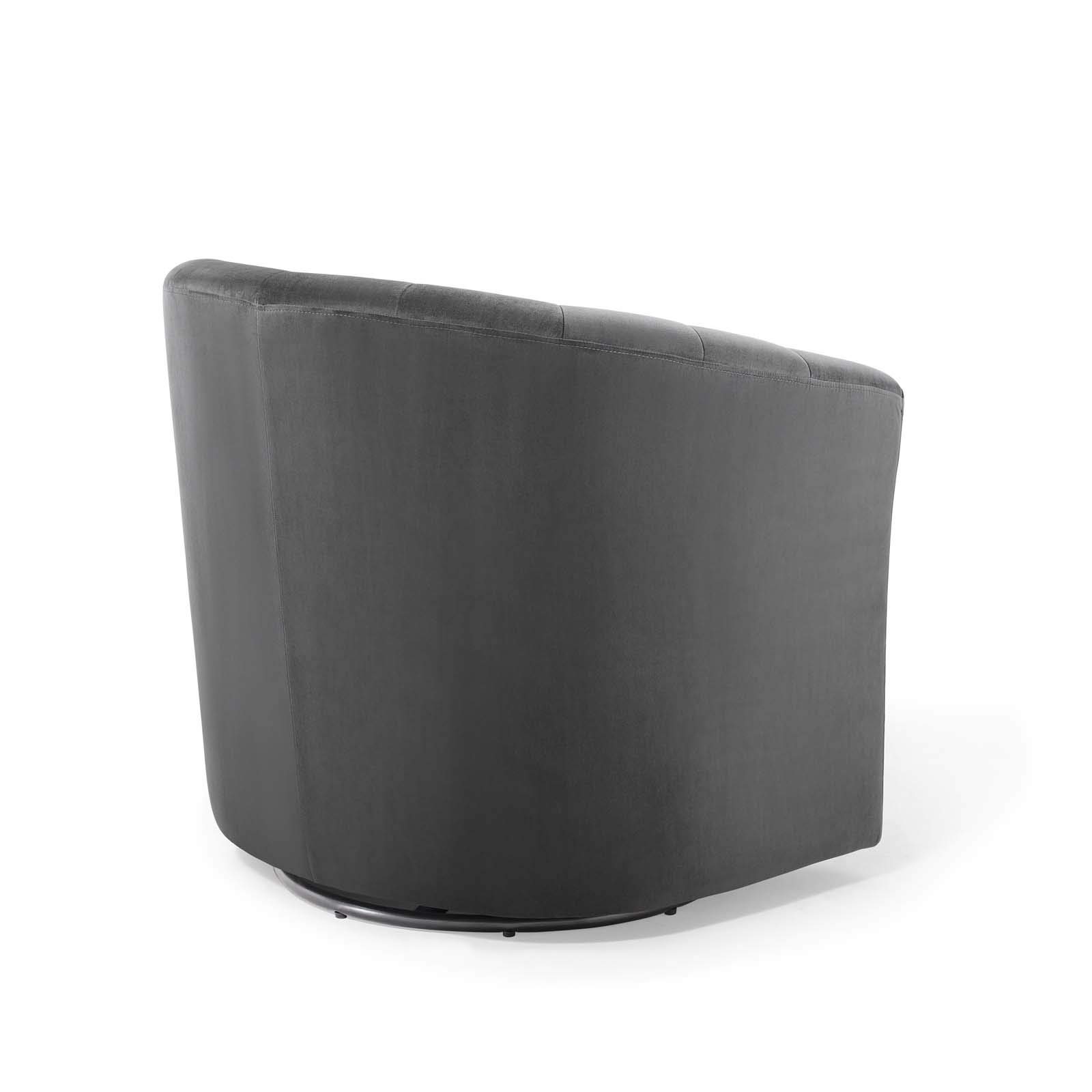 Modway Prospect Channel Tufted Performance Velvet Swivel Armchair in Charcoal