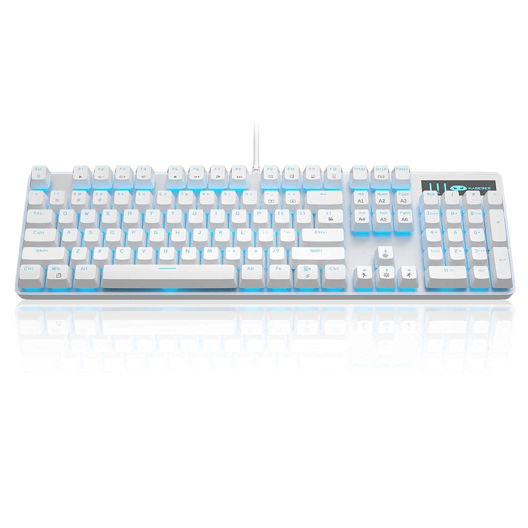 MageGee Mechanical Gaming Keyboard, Wired USB Adjustable Backlight Keyboard, New Mechanical Storm 100% Anti-ghosting Keyboard with Blue Switches for Windows PC/MAC Games (White)
