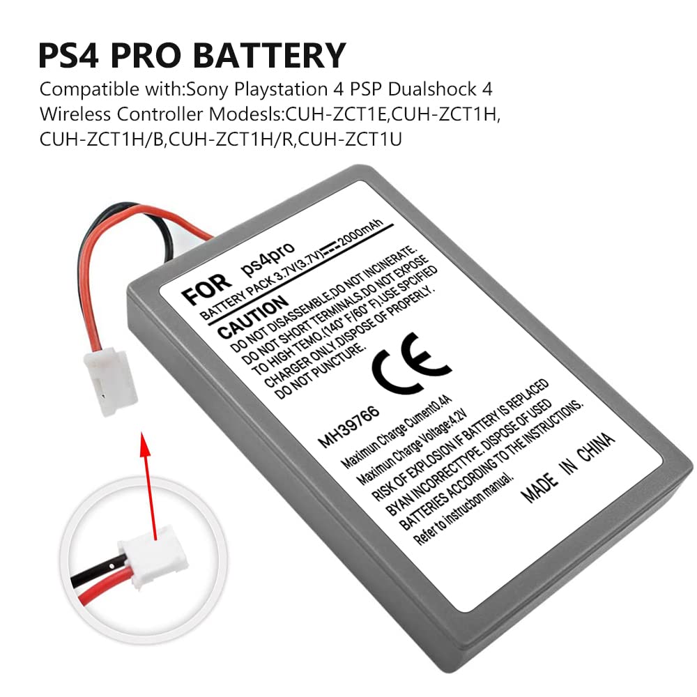 PS4 Pro Controller Battery,Replacement for Sony PS4 Pro/Slim Bluetooth Wireless Dual Shock Controller Second Generation CUH-ZCT2 or CUH-ZCT2U New 2016 Version,NOT Compatible with CUH-ZC1E or CUH-ZCT1U