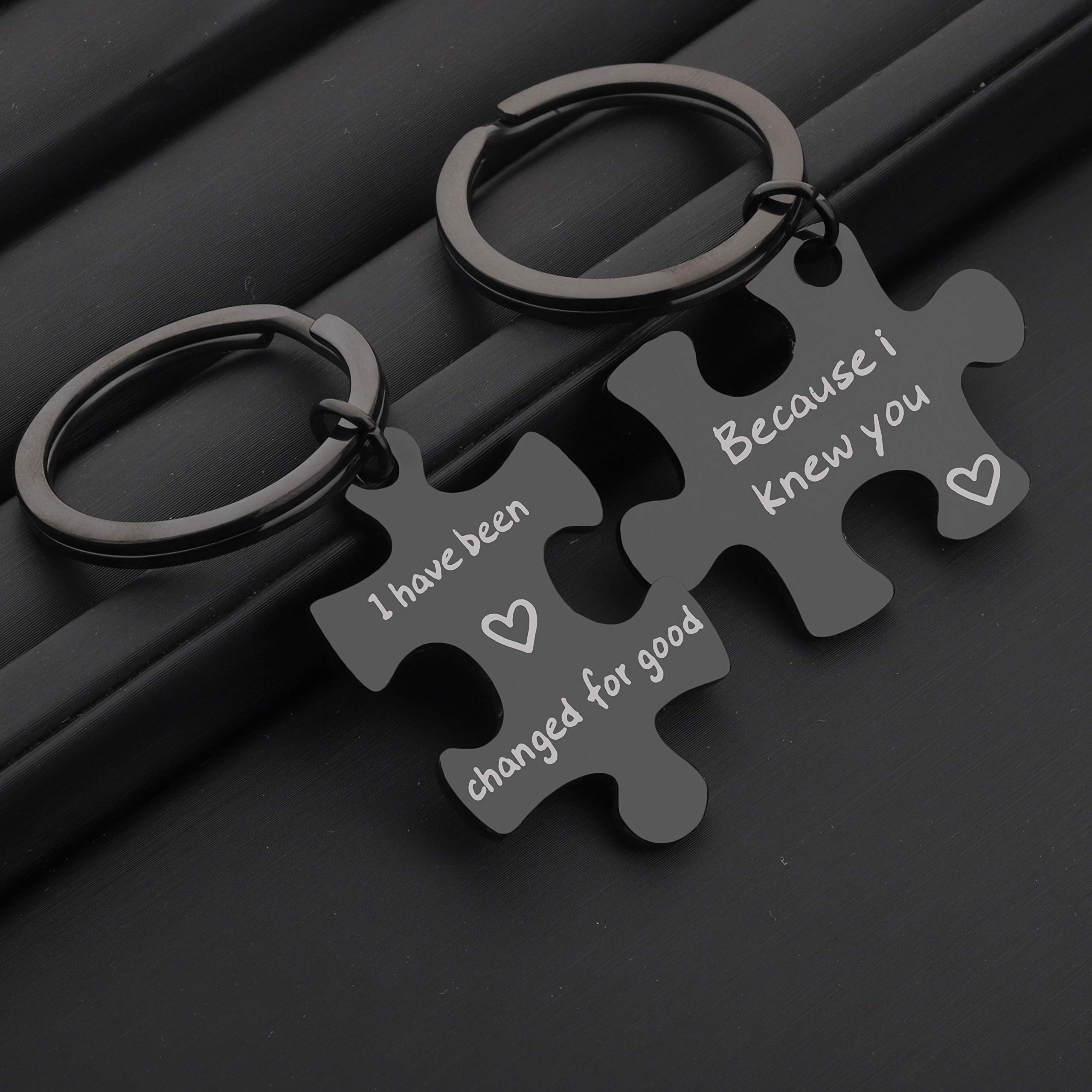MAOFAED Best Friend Puzzle Keychains Because I Knew You I've Changed for Good Graduation Friendship Keychain (Changed gor Good Black)